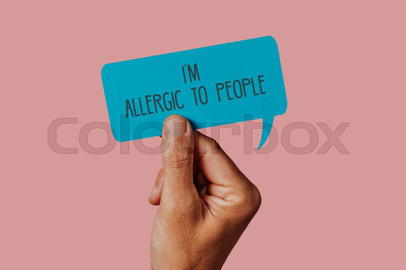 text I am allergic to people in a sign | Stock image | Colourbox
