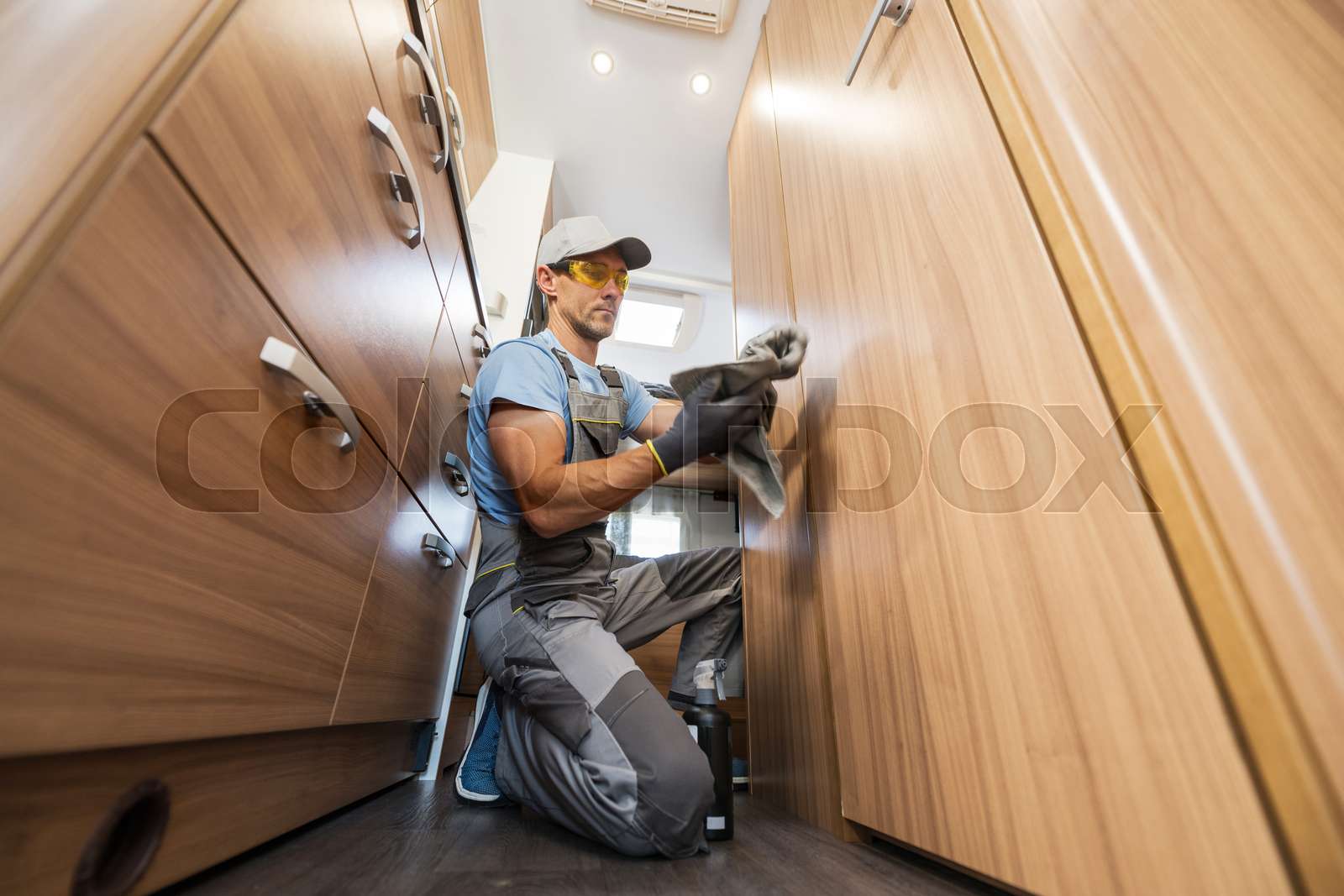 Cleaning the Interior of a Modern Camper Van | Stock image | Colourbox