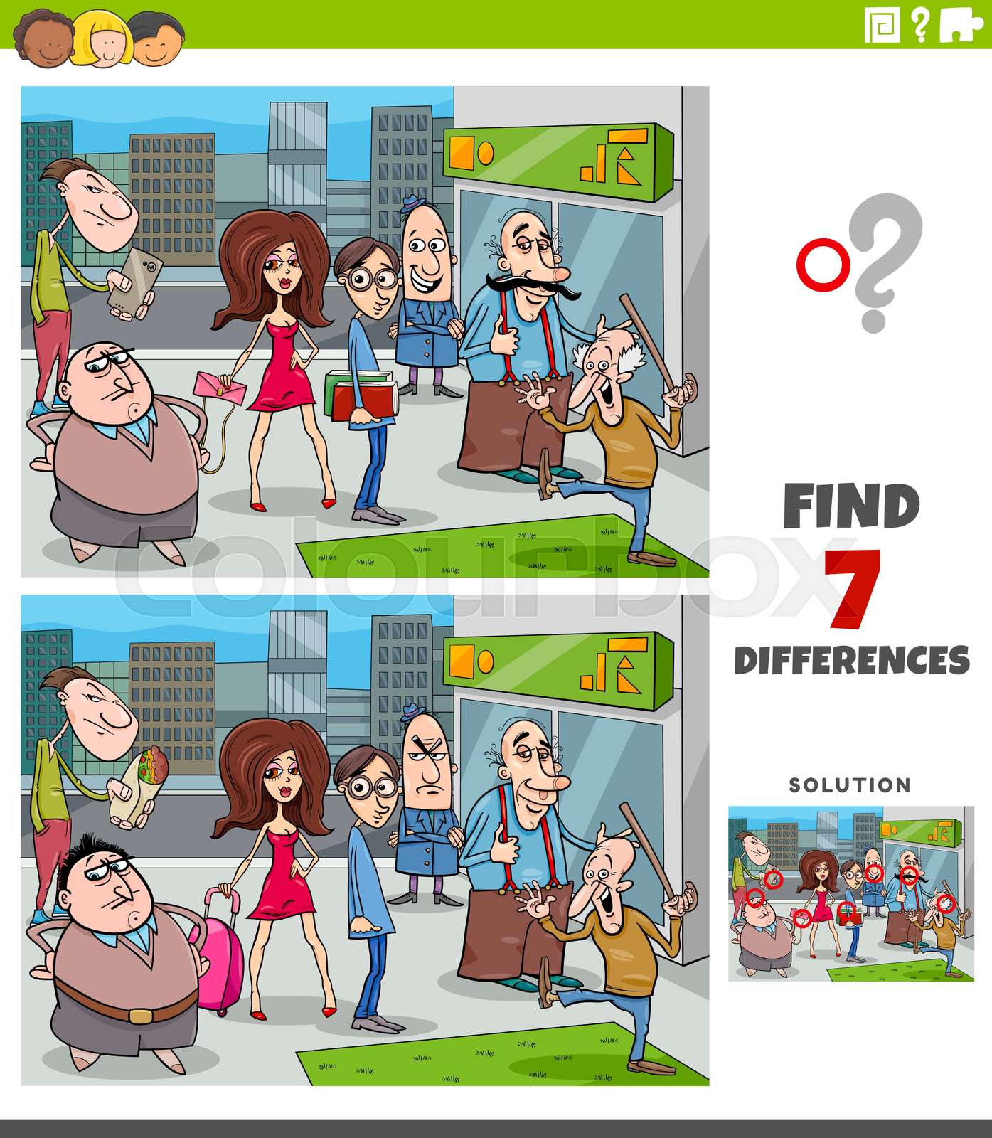 differences educational task with cartoon people group | Stock vector ...