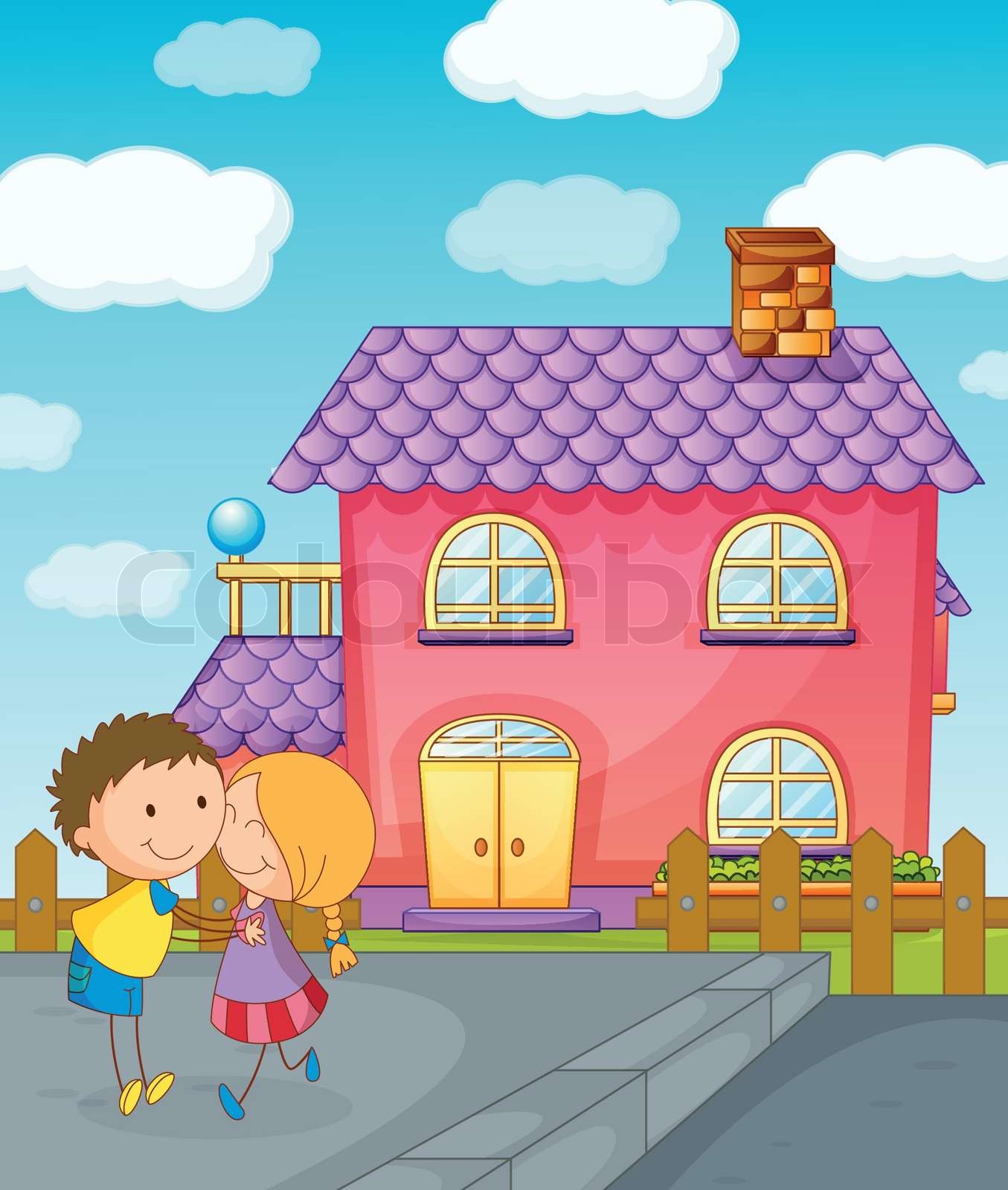 Kinder und Haus | Stock-Vektor | Colourbox