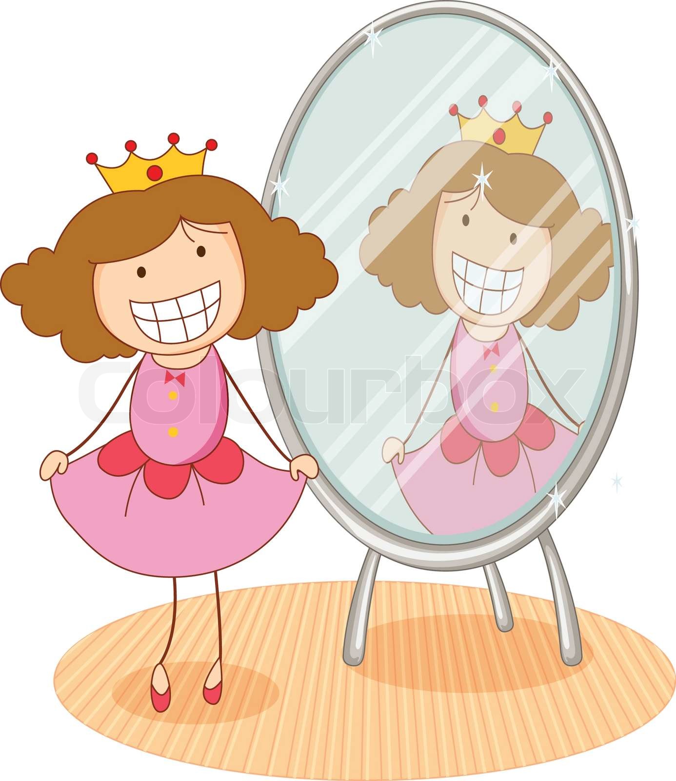 girl and mirror | Stock vector | Colourbox