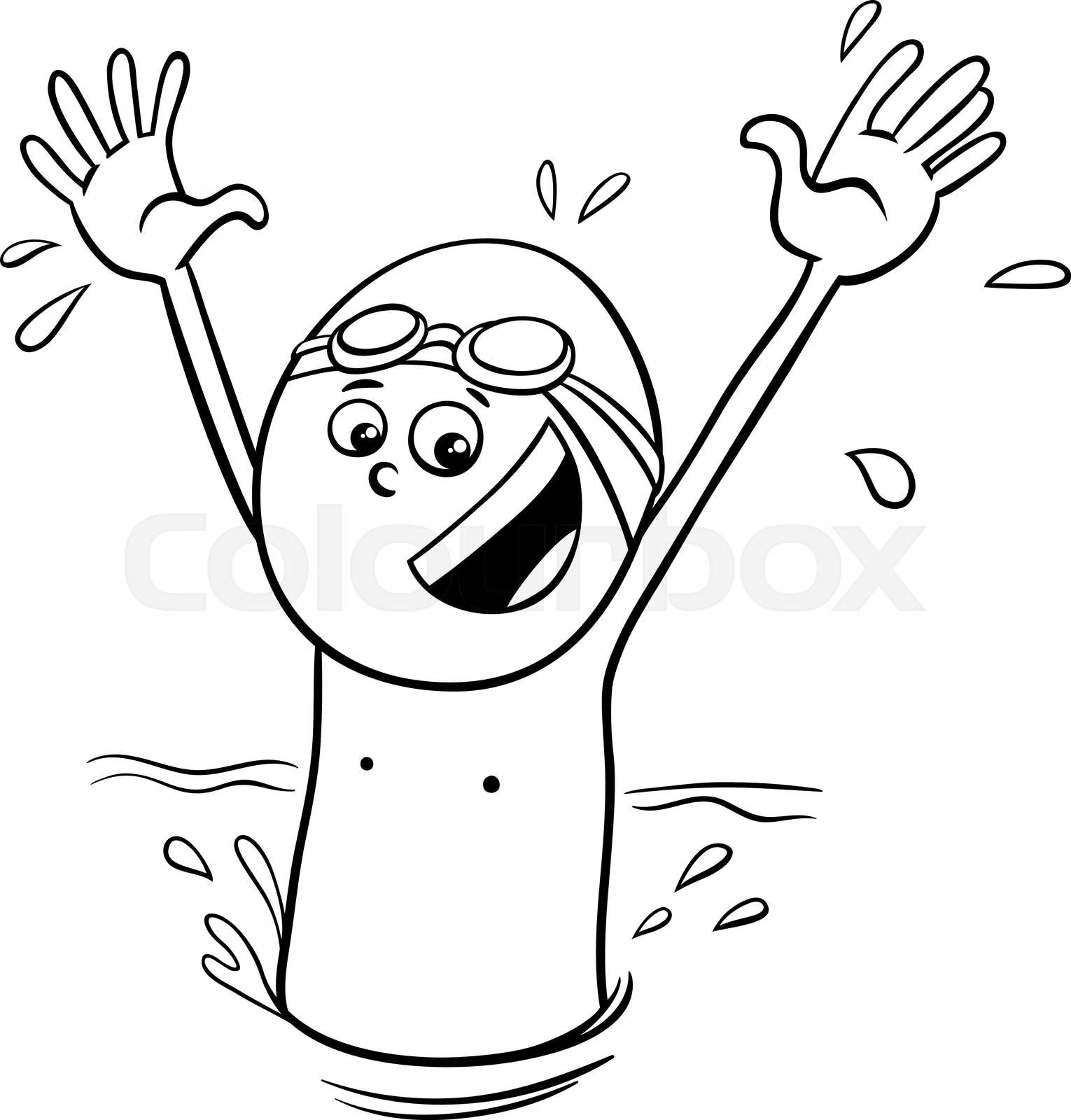 Cartoon Swimmer Black And White