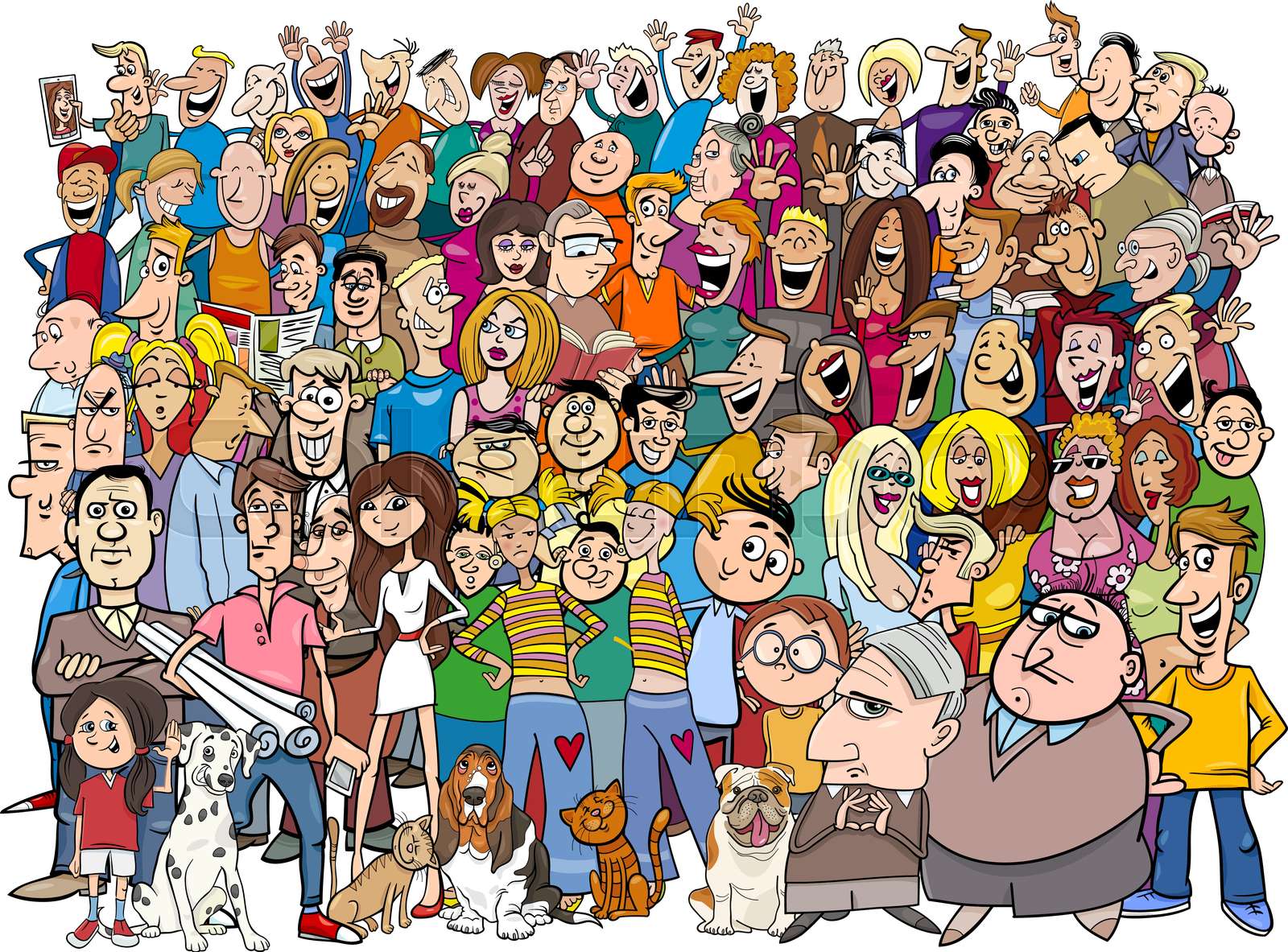 people in the crowd cartoon | Stock vector | Colourbox