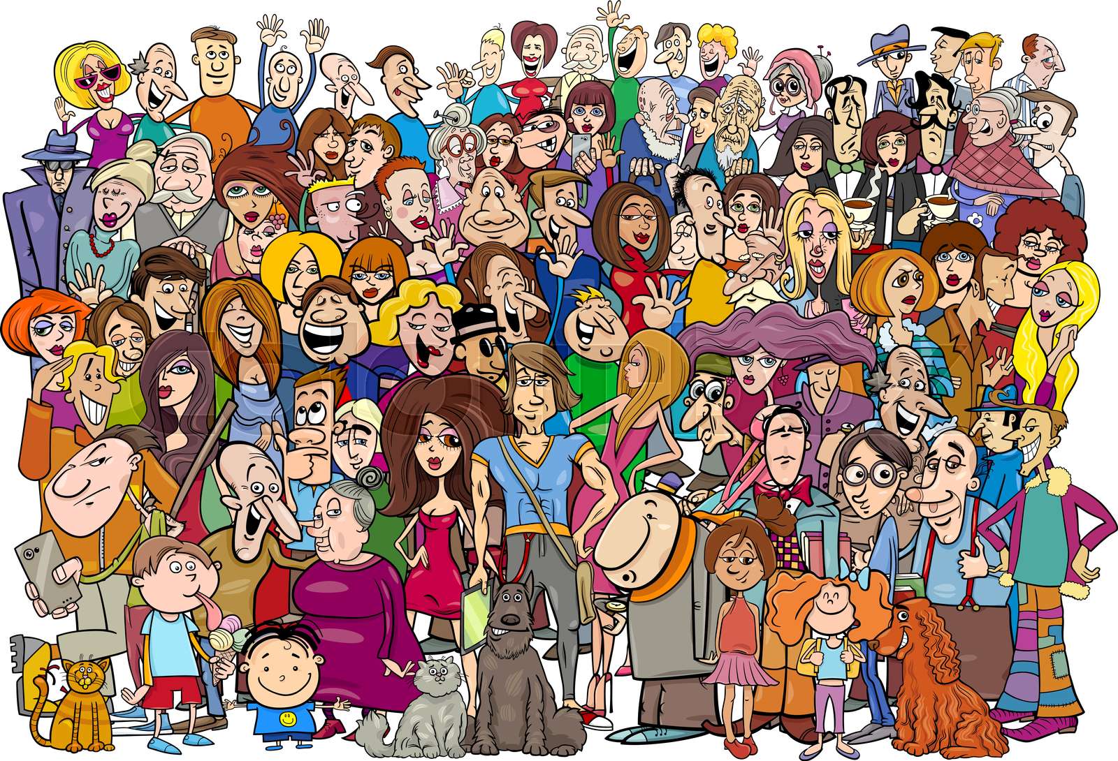 cartoon people in the crowd | Stock vector | Colourbox