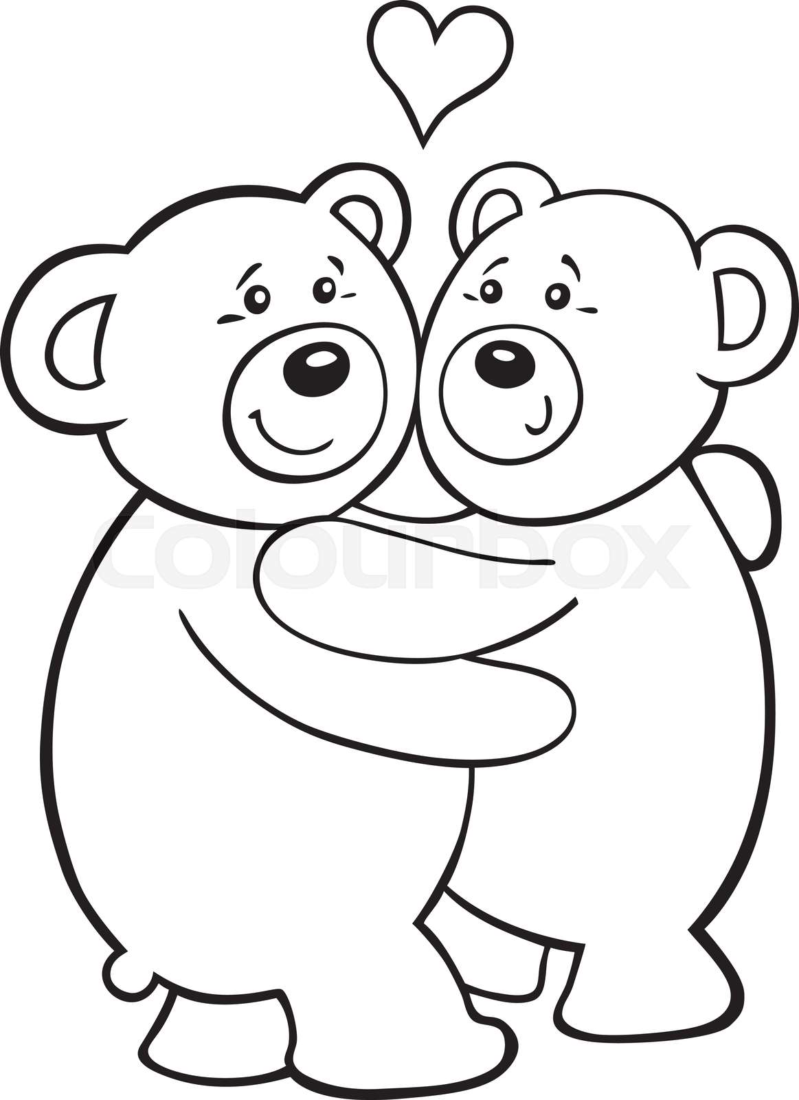 Two Teddy Bears Hugging Drawing