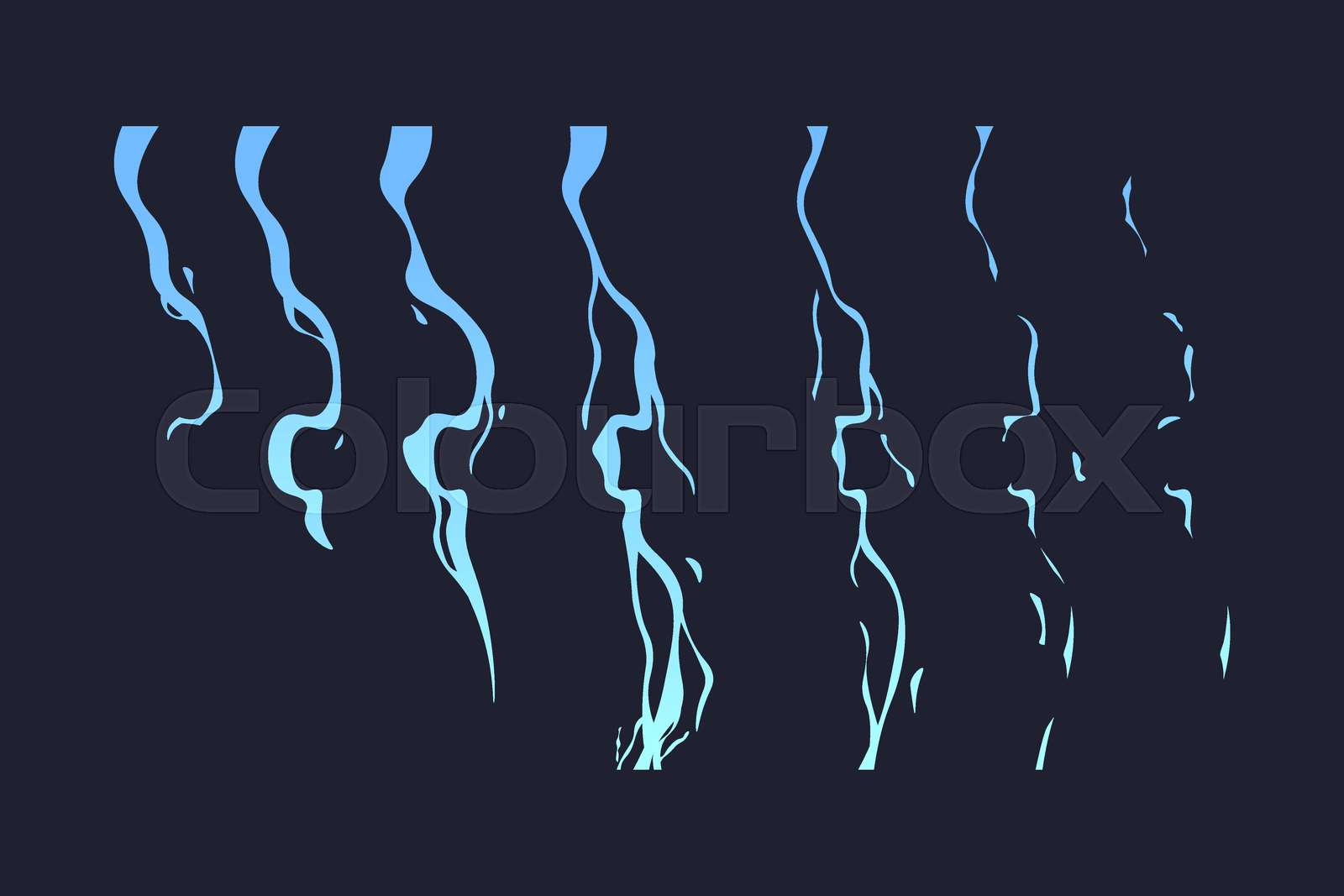 Lightning animation. Cartoon thunderbolt strike sprite frames for 2D ...