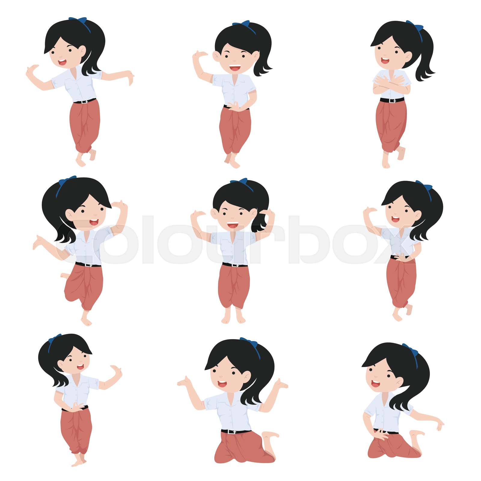 girl student Traditional Dancing set | Stock vector | Colourbox