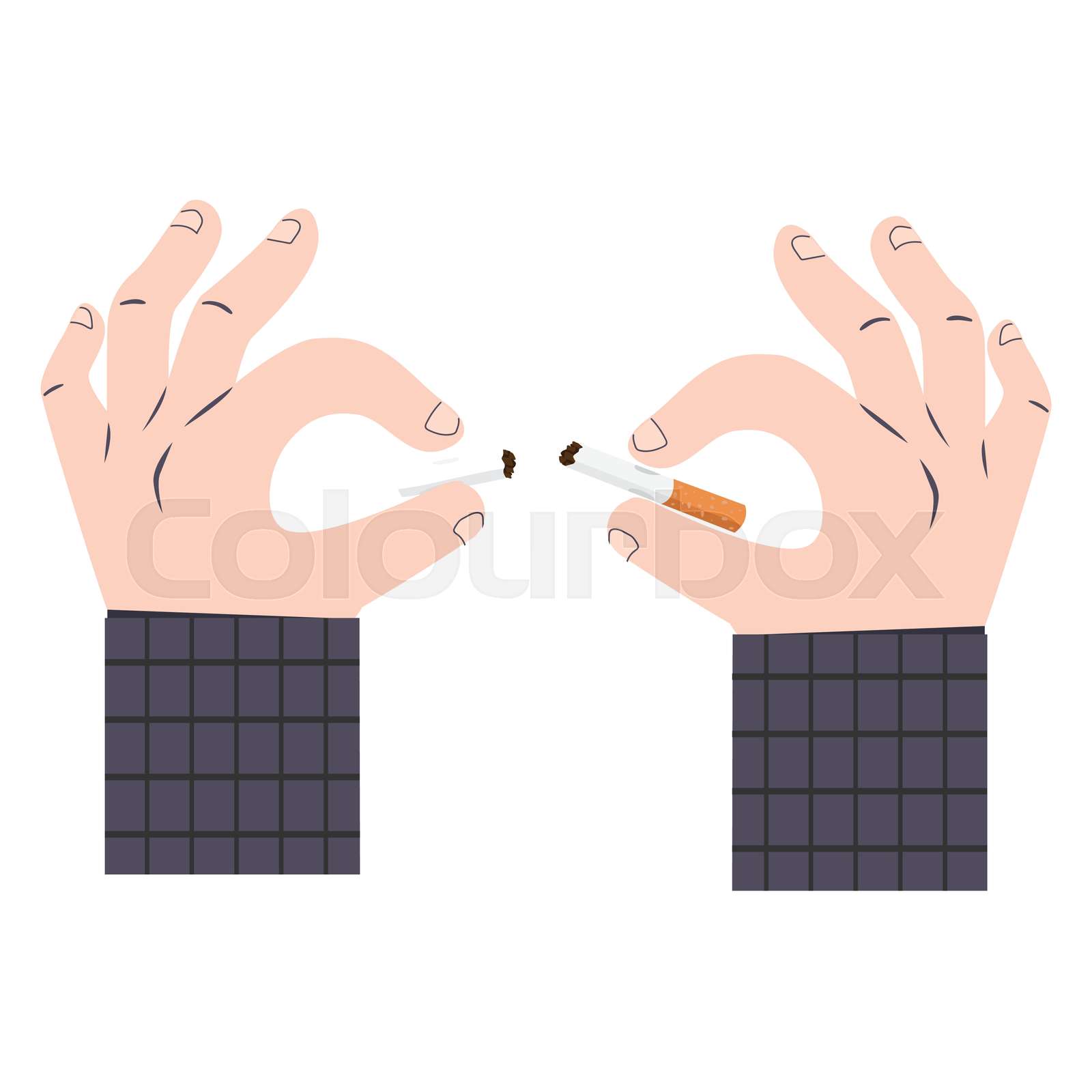 Businessman hands broken cigarette vector flat | Stock vector | Colourbox