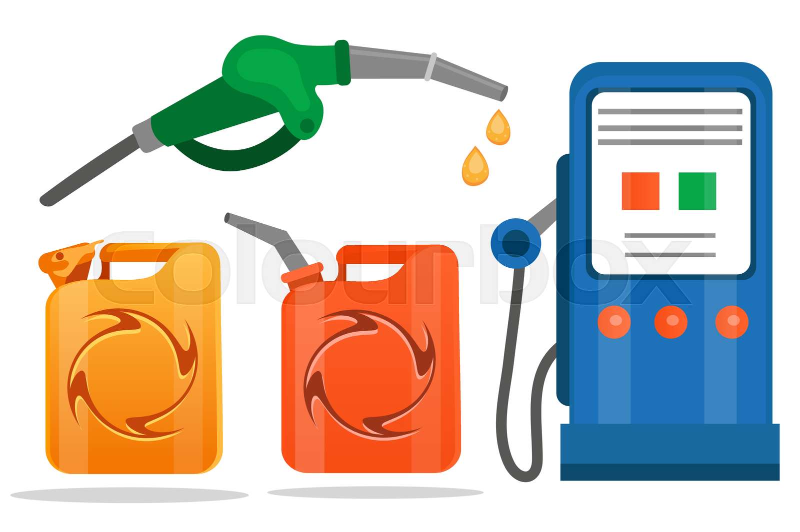 petrol fuel icon set canister, Rising gas prices | Stock vector | Colourbox