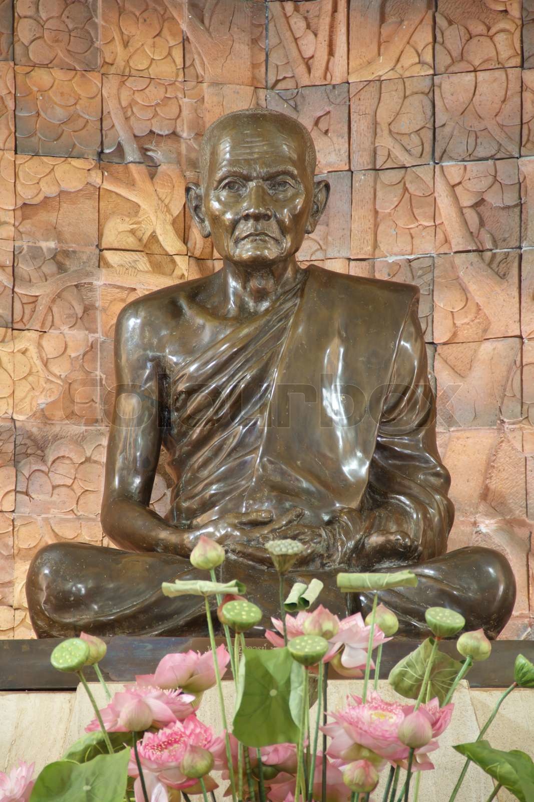 monk statue in asian temple | Stock image | Colourbox