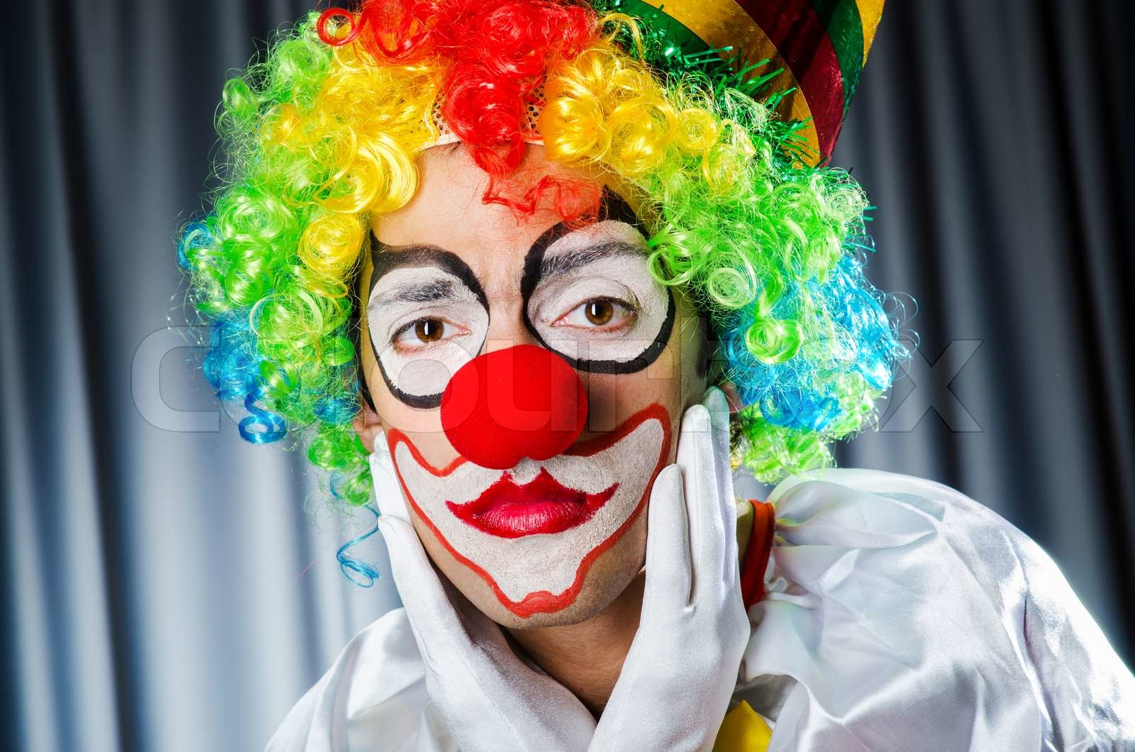 Funny clown in studio shooting | Stock image | Colourbox