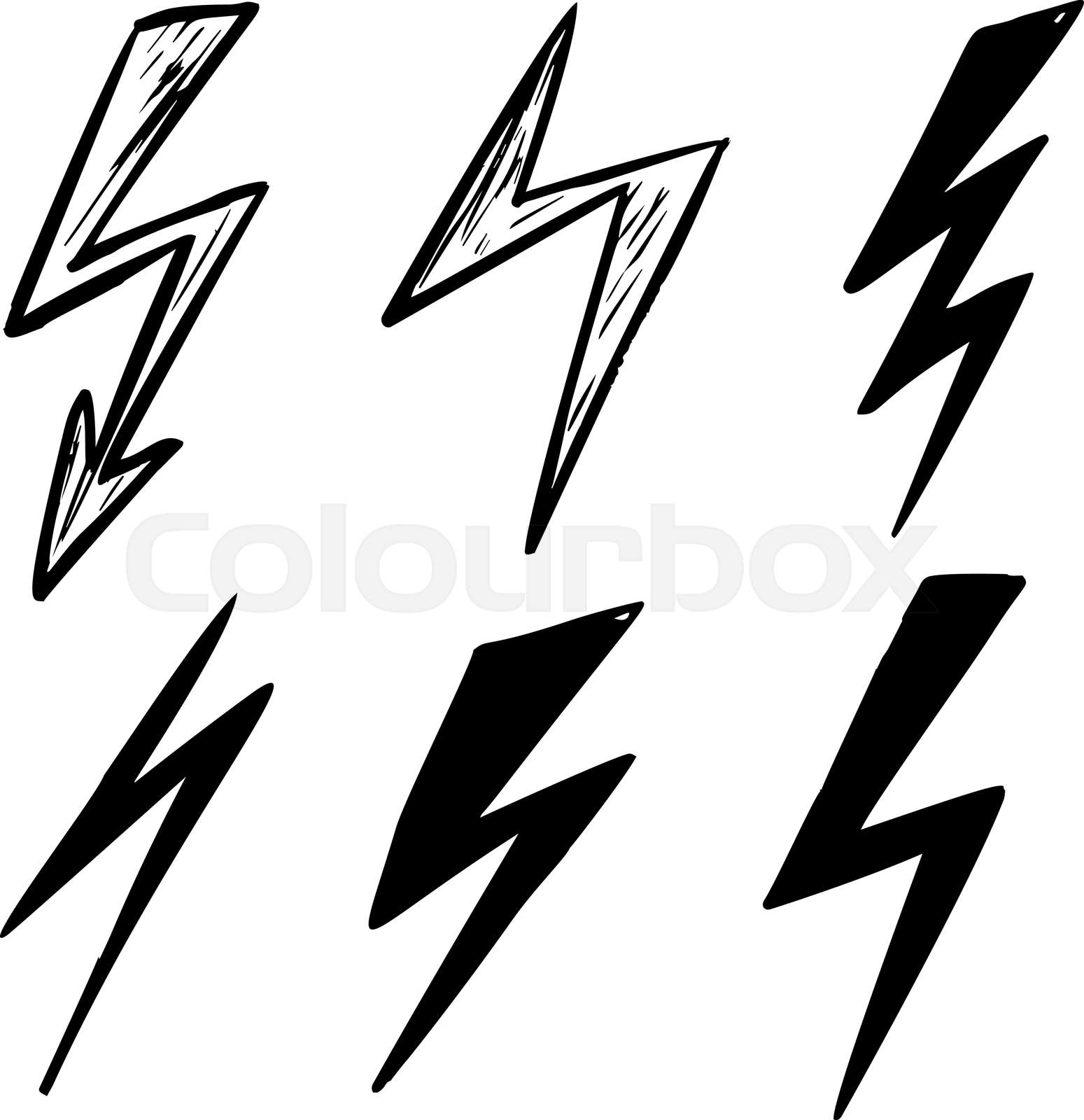 Set of hand drawn lightning icons. Design element for poster, card ...