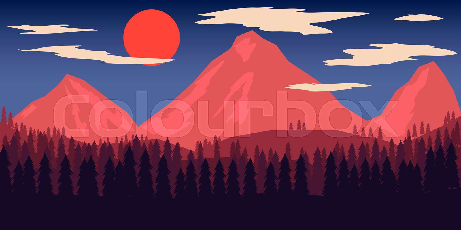 Poster template with wild mountains landscape. Design element for ...