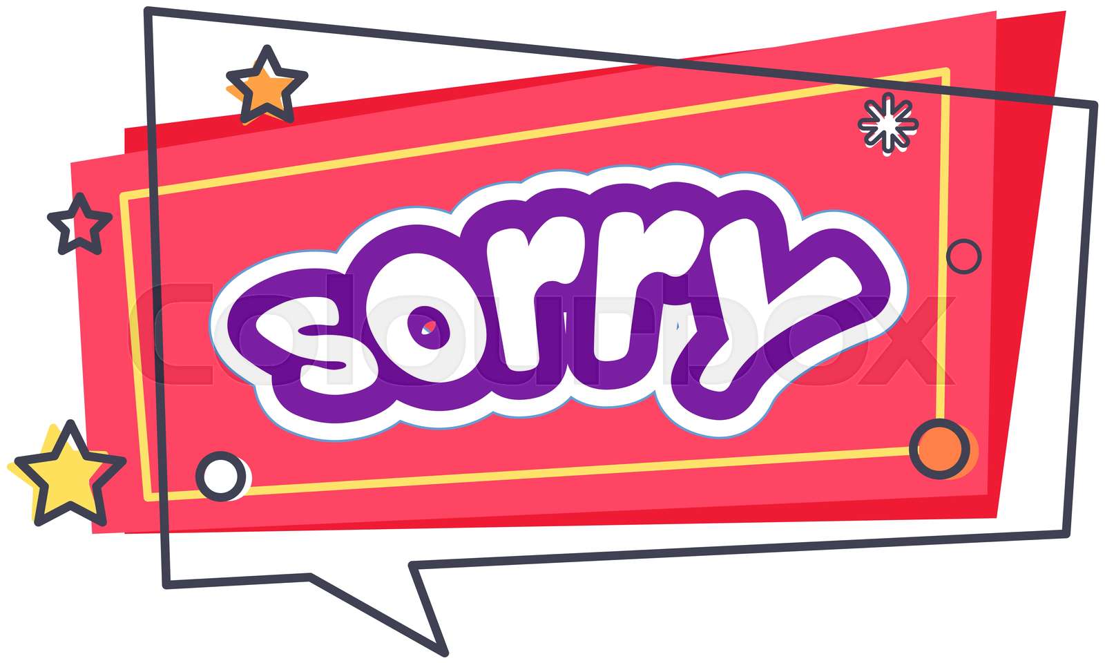 Symbol of apology in speech bubble. Exclamation of phrase sorry for ...