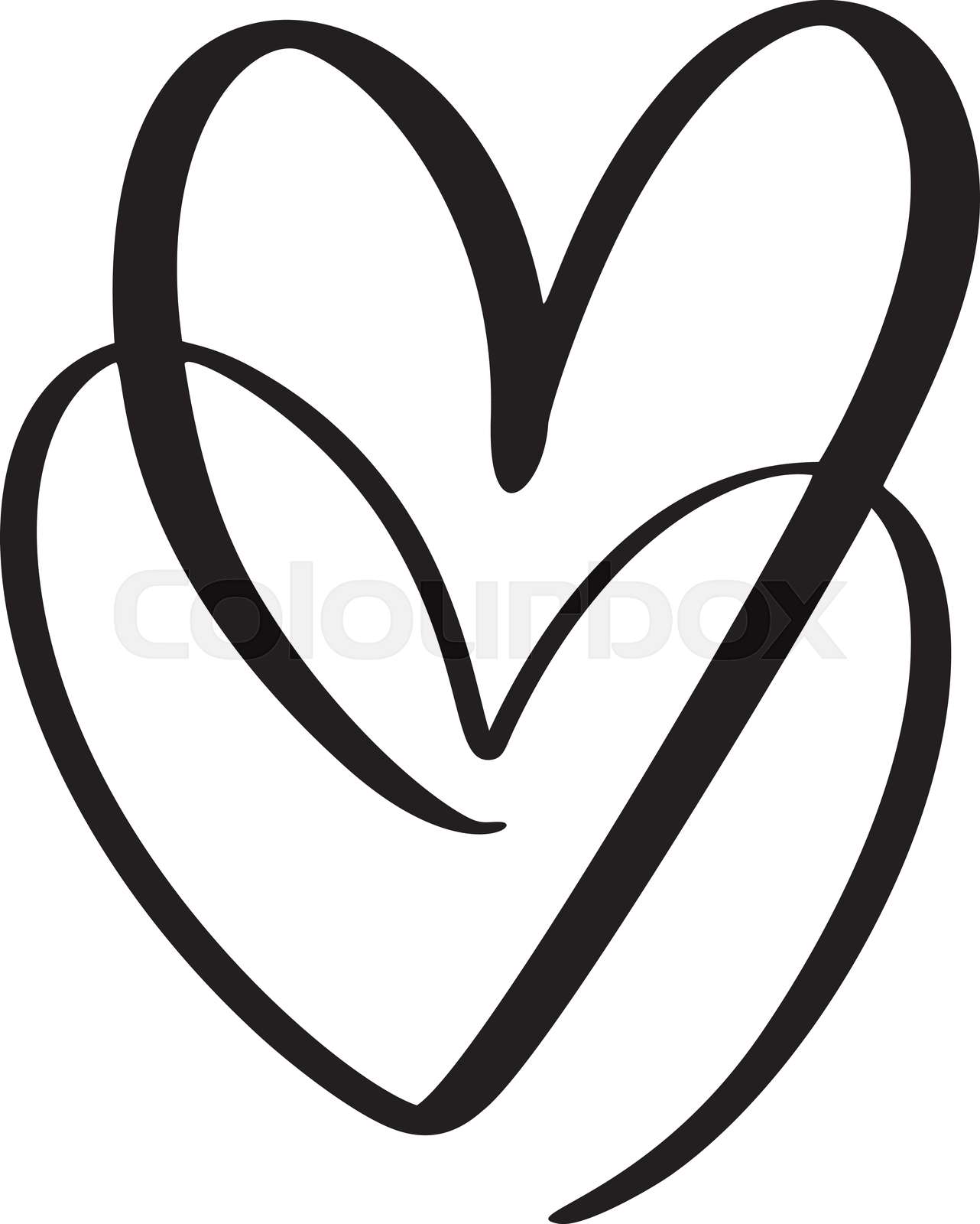 Vector calligraphy two hearts love sign one line. Romantic valentine ...
