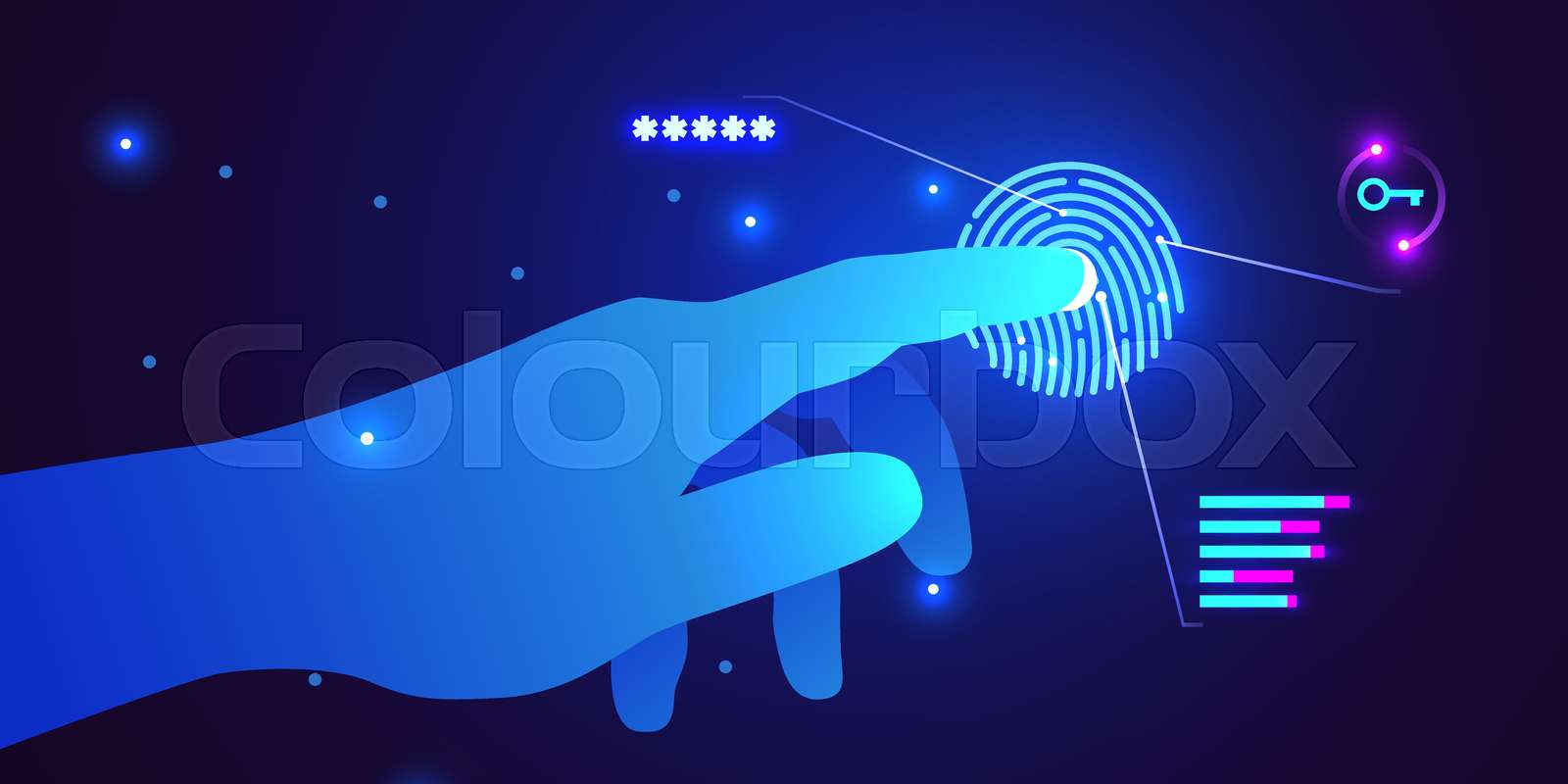 Hand Touch Fingerprint Scanner Biometrics Identify Authorization Data Protection And Security