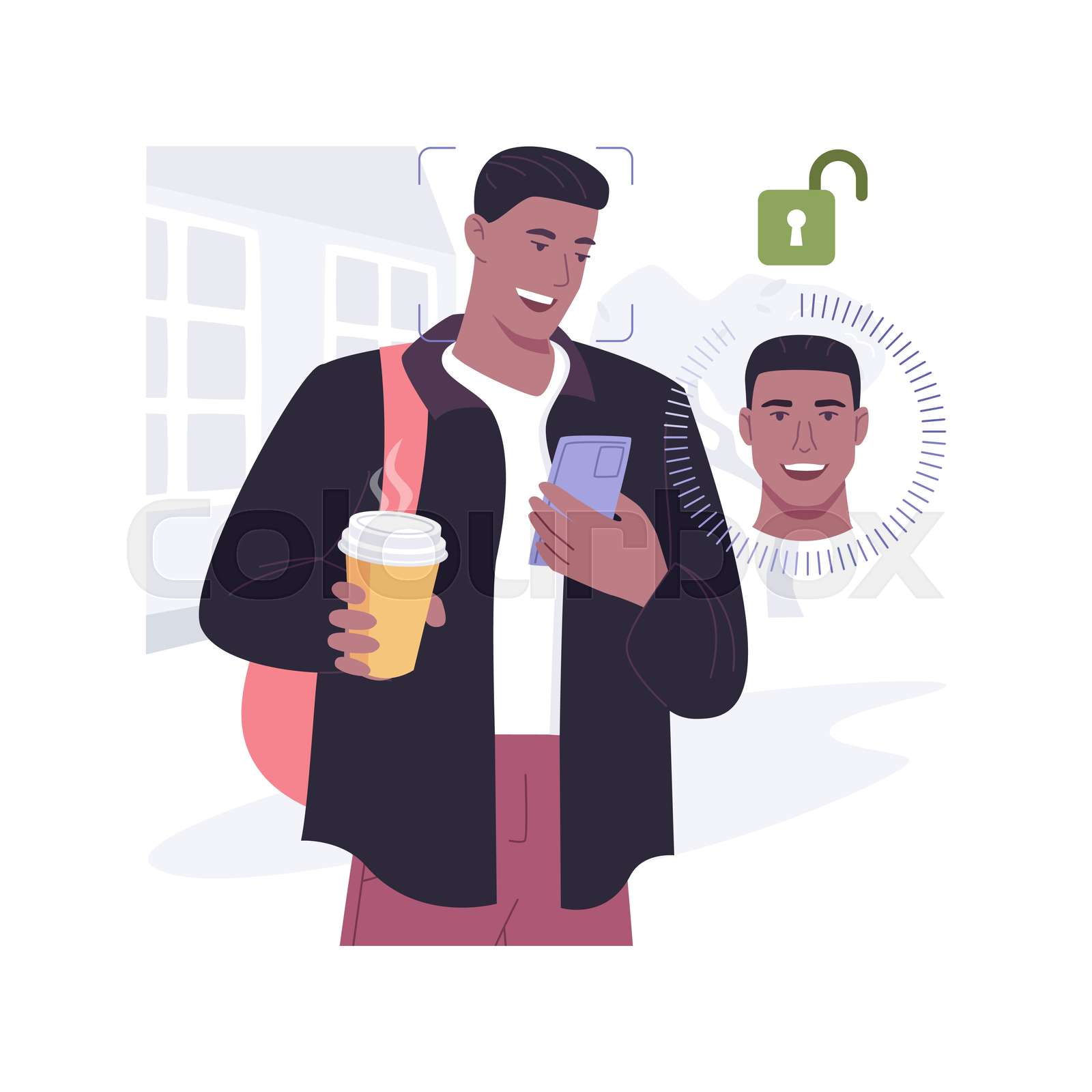 Facial recognition isolated cartoon vector illustrations. | Stock ... Facial recognition isolated cartoon vector illustrations. | Stock ...