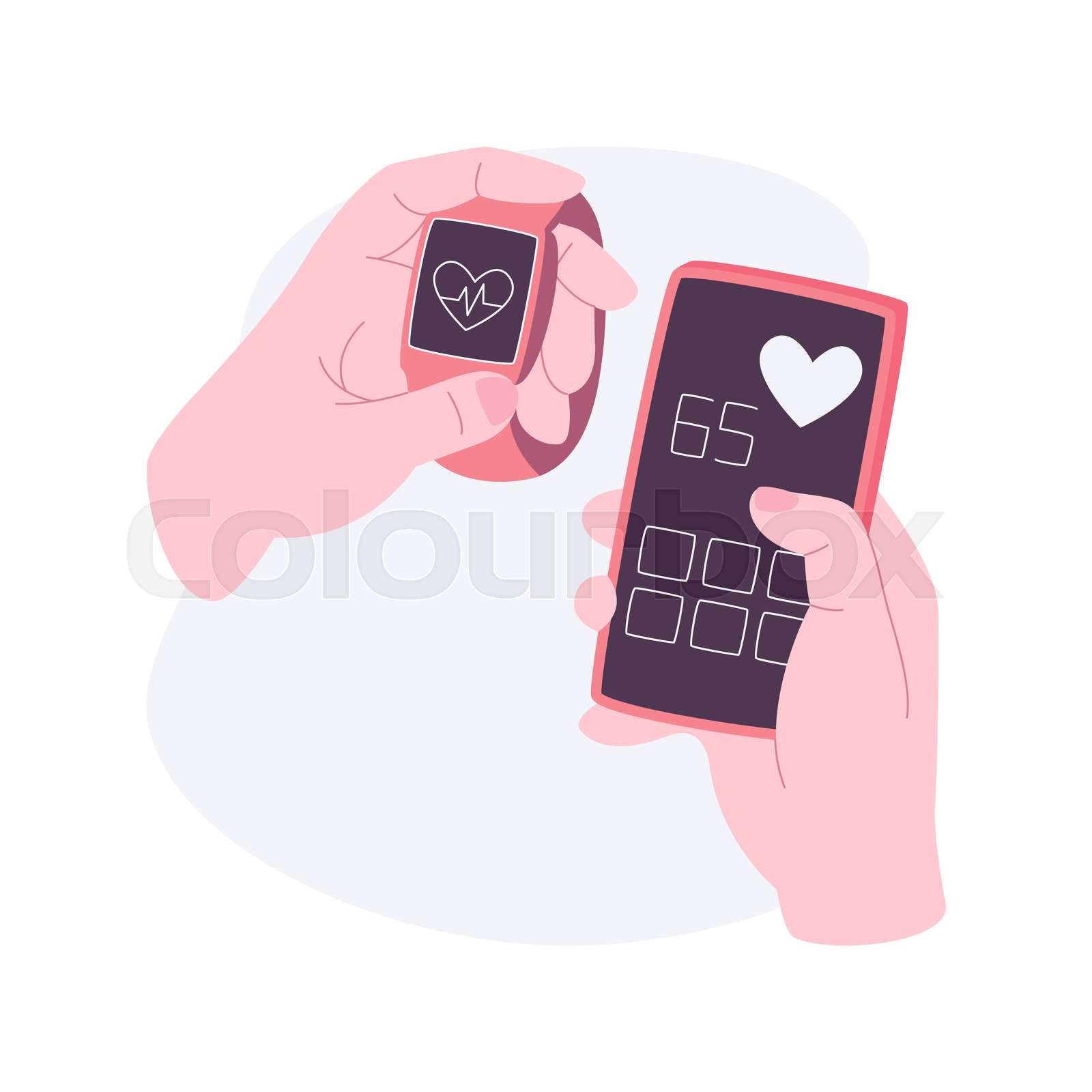 Smartwatch heart rate monitoring isolated cartoon vector illustrations ...