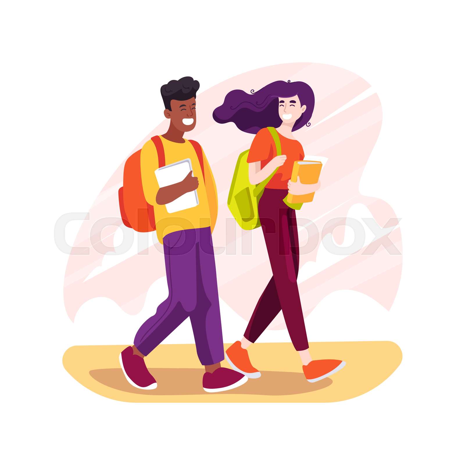 Going to school independently isolated cartoon vector illustration ...