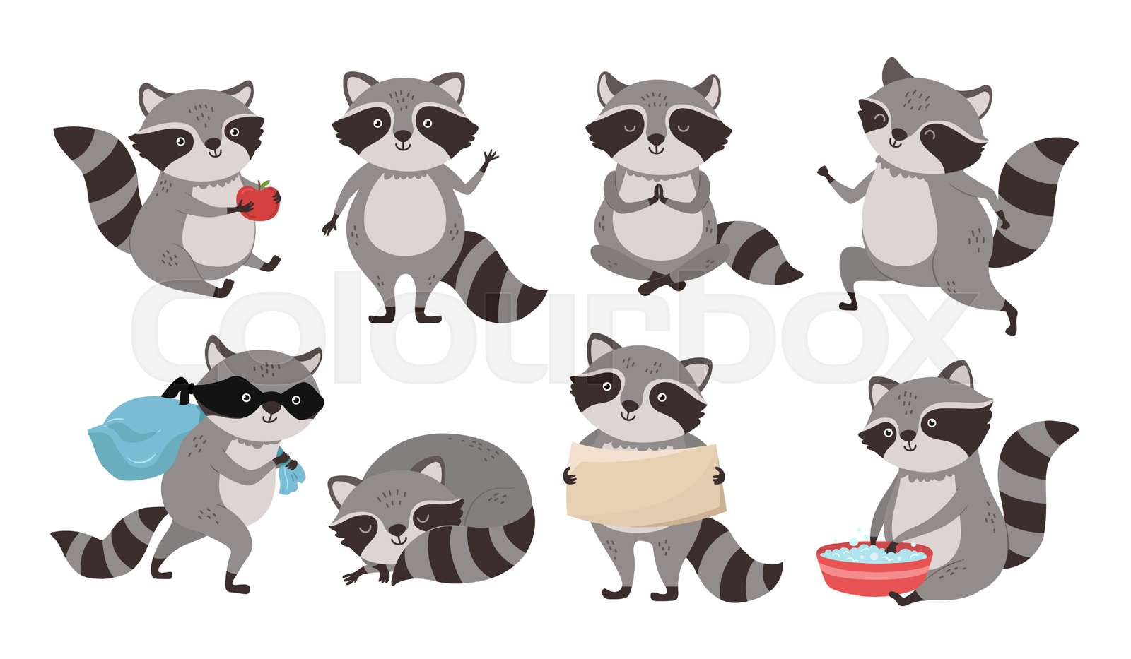 Raccoon mascot. Funny thief coon, mammal animal character and cute ...