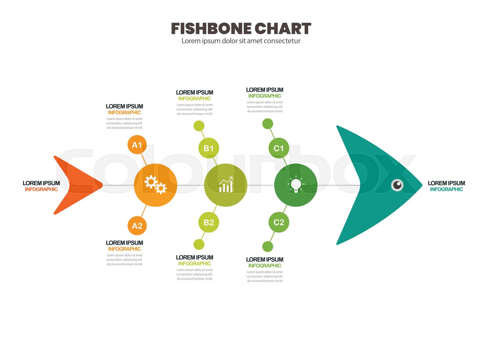 Fishbone chart diagram infographic | Stock vector | Colourbox