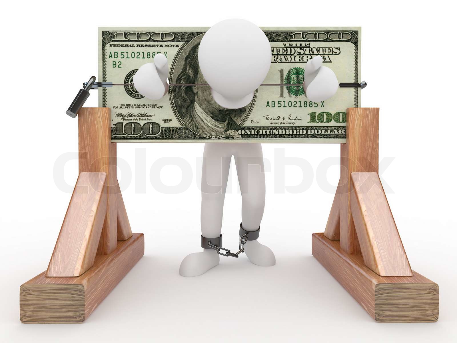Man being held hostage by money | Stock image | Colourbox