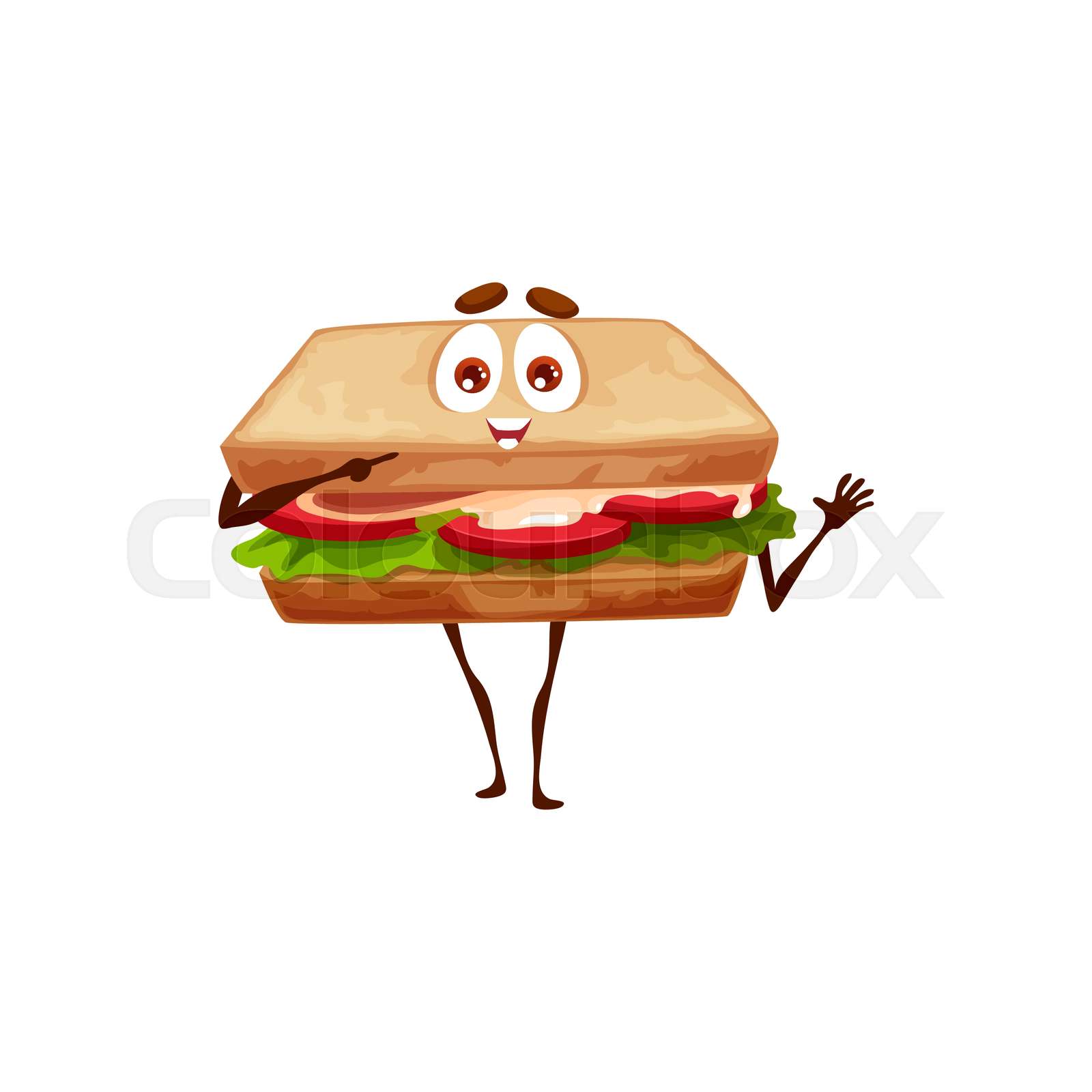 Funny sandwich character with smile, food emoticon | Stock vector ...