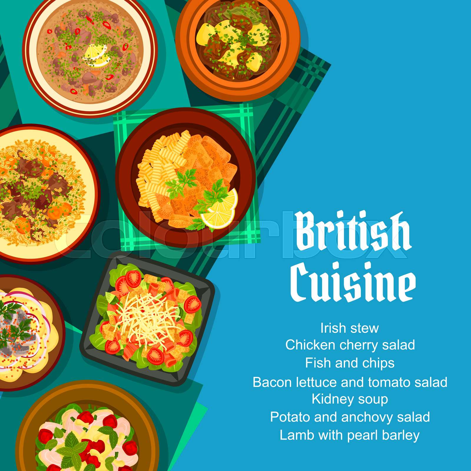 British cuisine meals menu page vector template | Stock vector | Colourbox