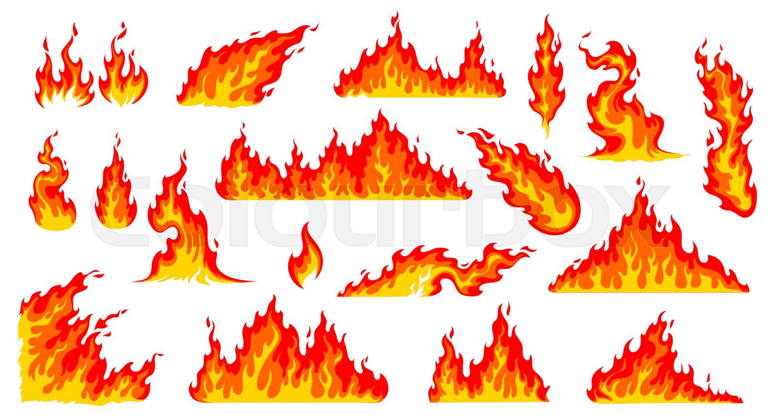 Cartoon fire flames, bonfire and burning wildfire | Stock vector ...