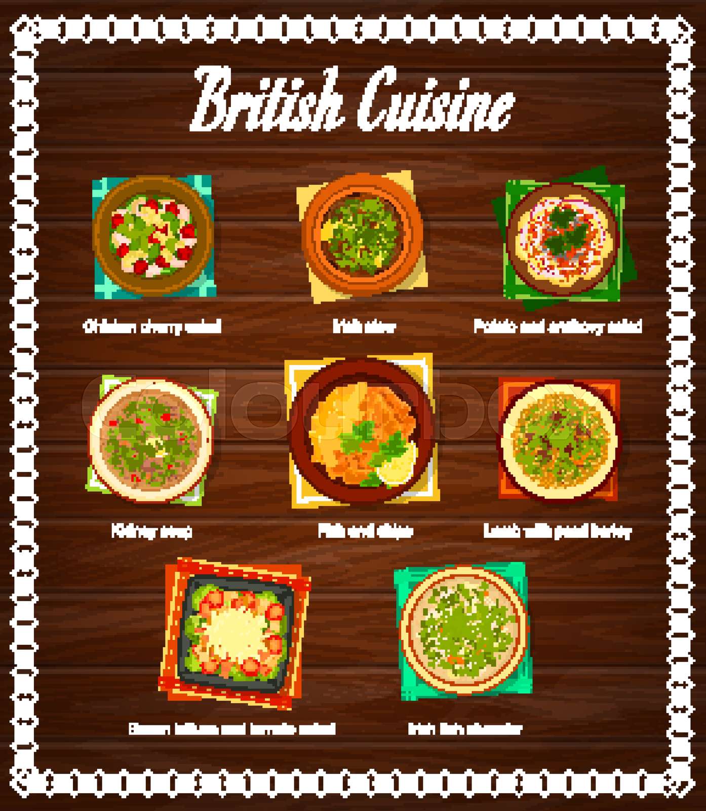 British cuisine meals menu page vector template | Stock vector | Colourbox
