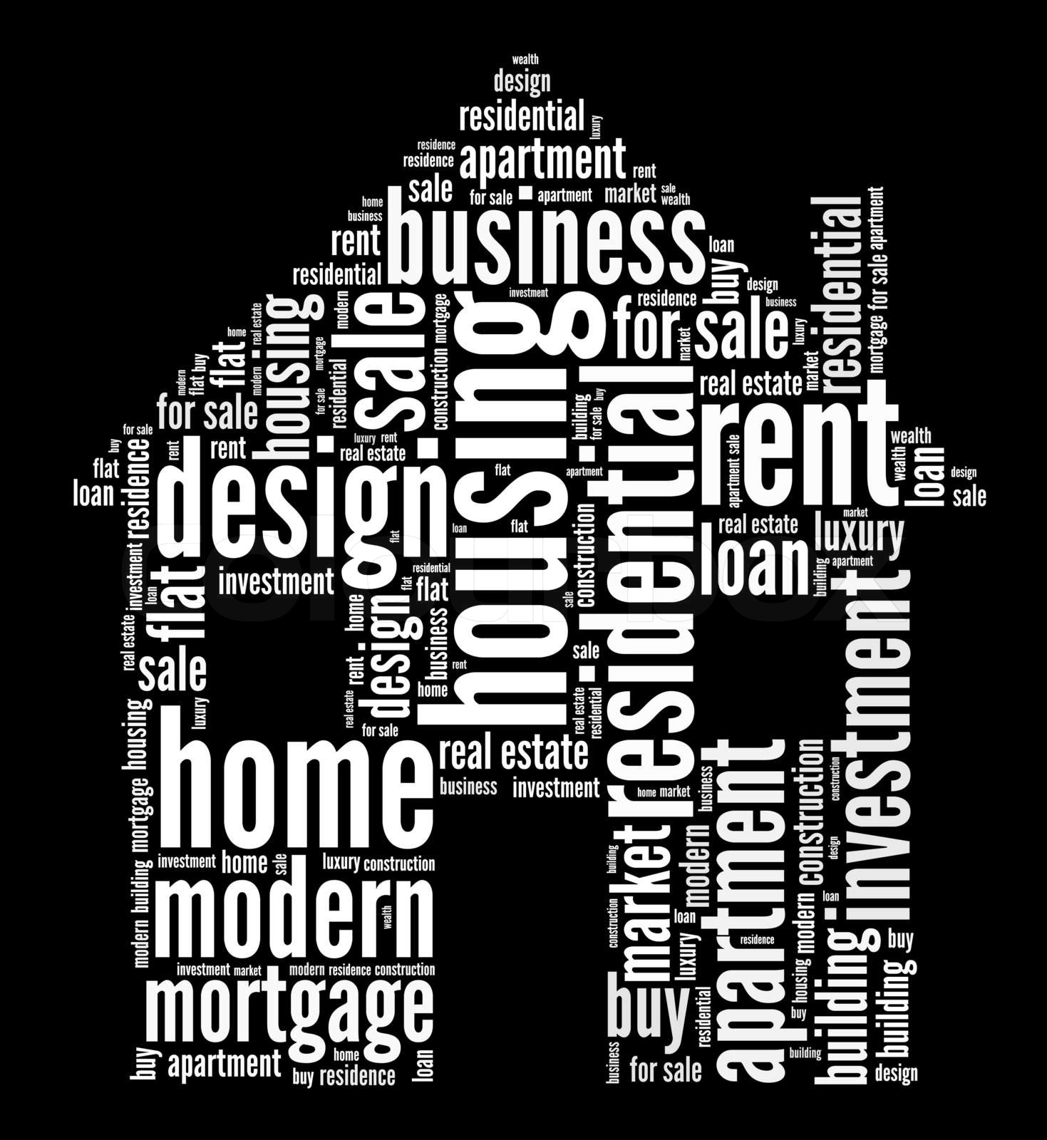 Housing info-text graphics and arrangement word clouds concept | Stock ...