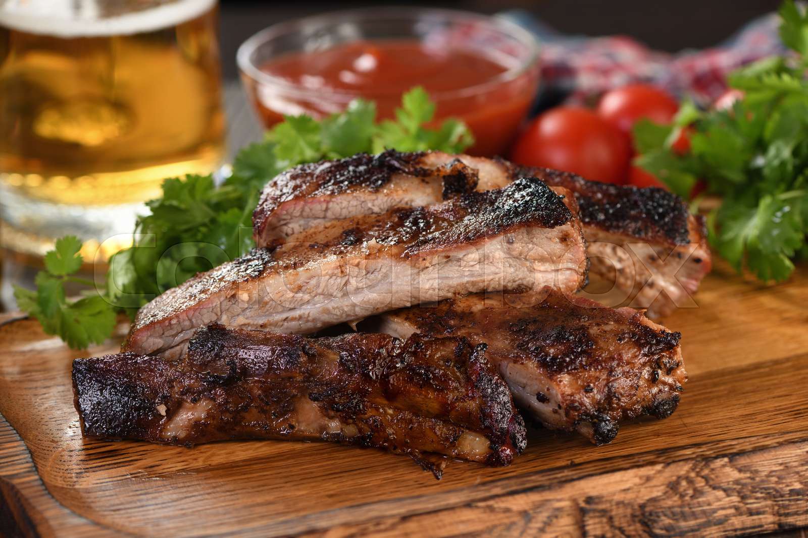 Baked barbecue pork belly | Stock image | Colourbox