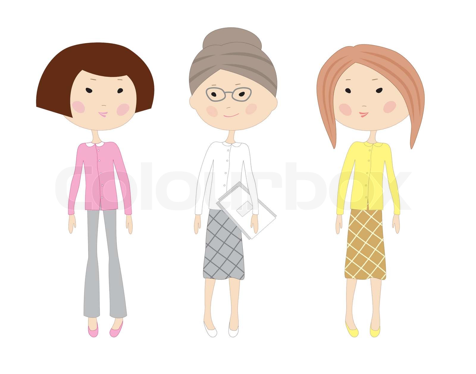 drei gezeichnete Cartoon-Business-Frauen | Stock-Vektor | Colourbox