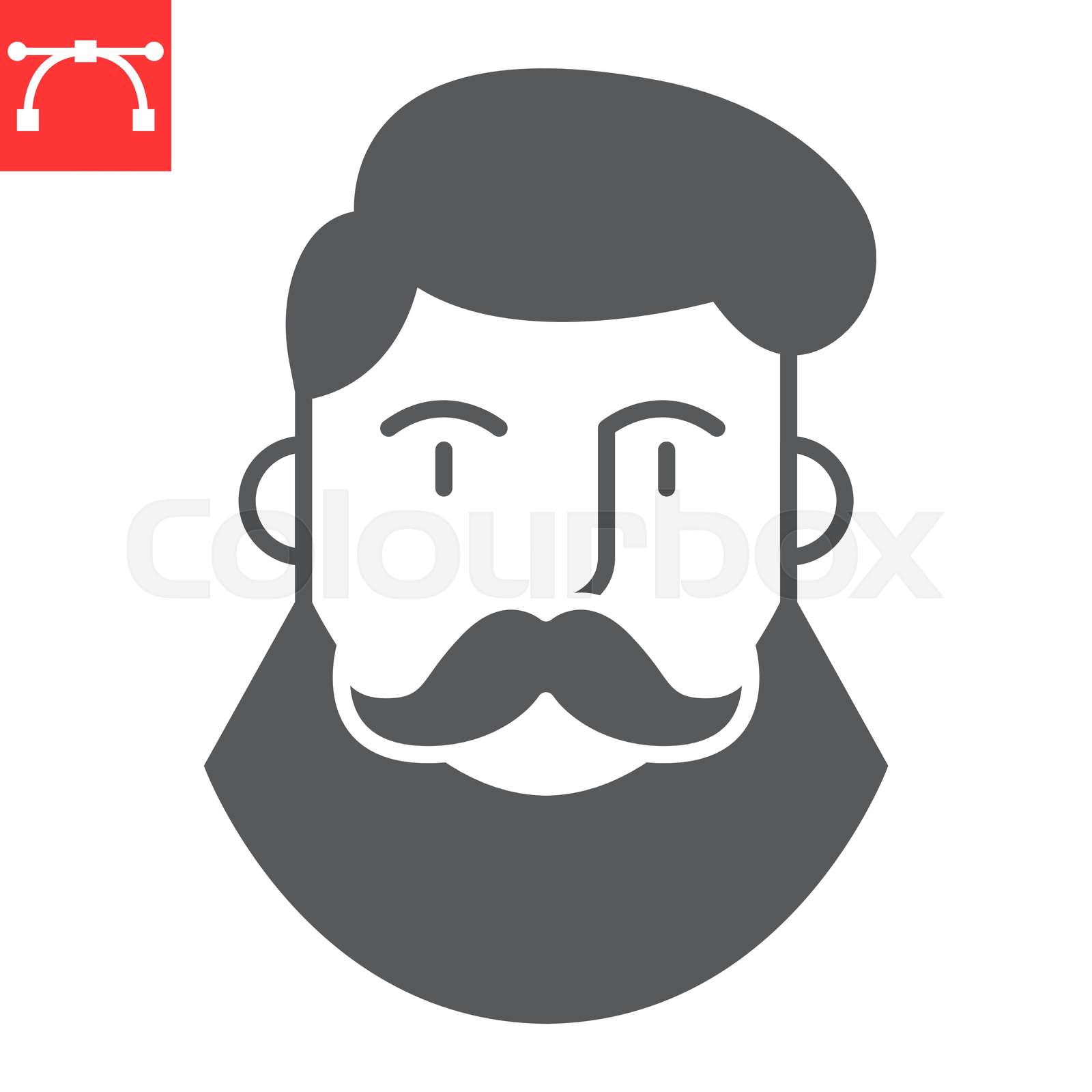 Bearded man glyph icon | Stock vector | Colourbox