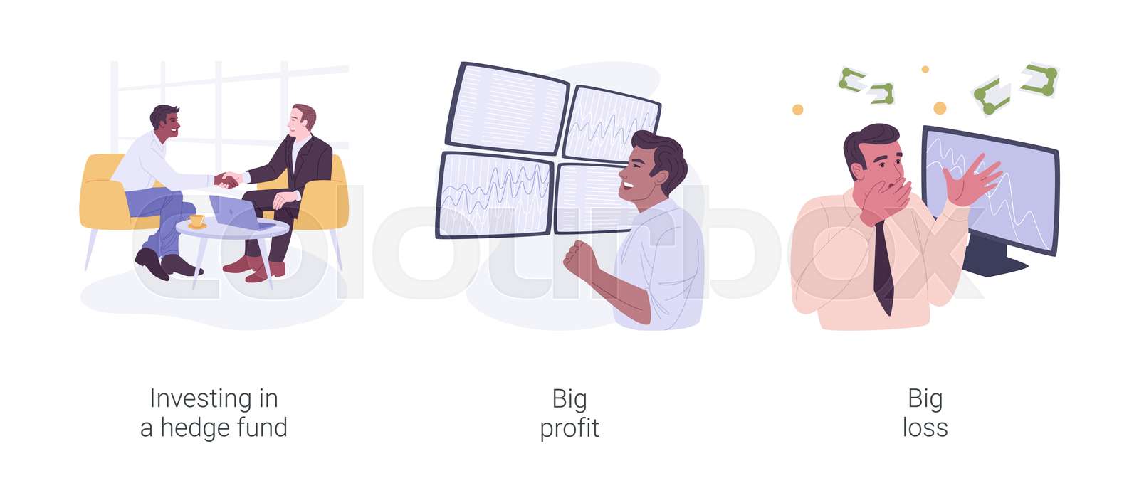 Hedge fund isolated cartoon vector illustrations set. | Stock vector ...