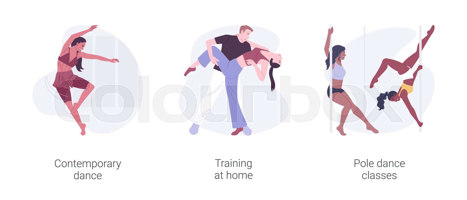 Dancing classes isolated cartoon vector illustrations set. | Stock ...