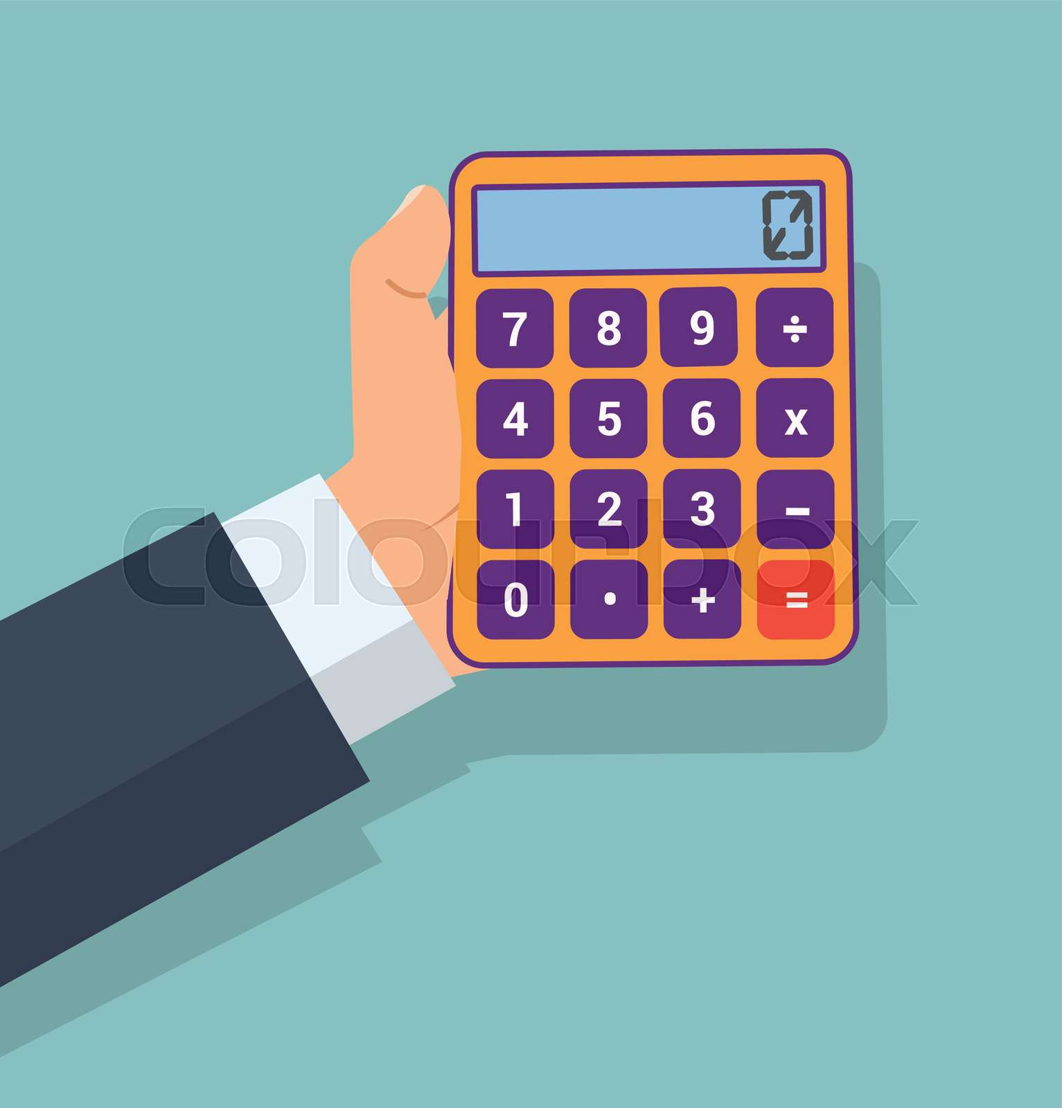 Man using calculator to count | Stock vector | Colourbox