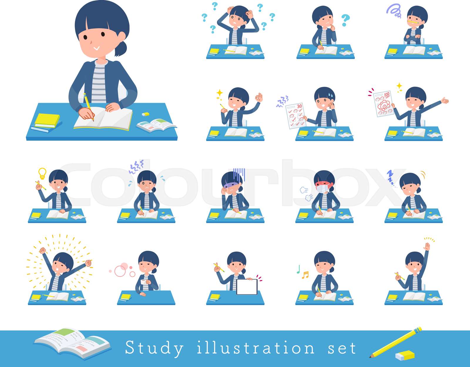 A set of natural style women on study | Stock vector | Colourbox