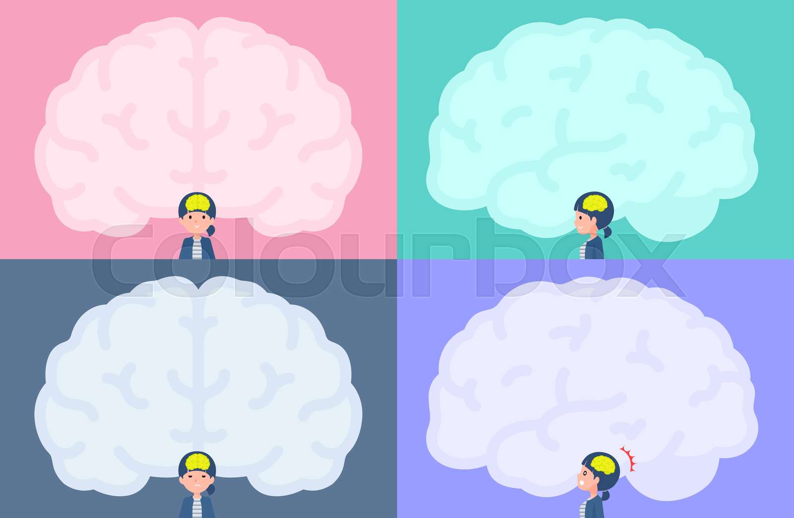 A set of natural style women and brain shaped frame | Stock vector ...