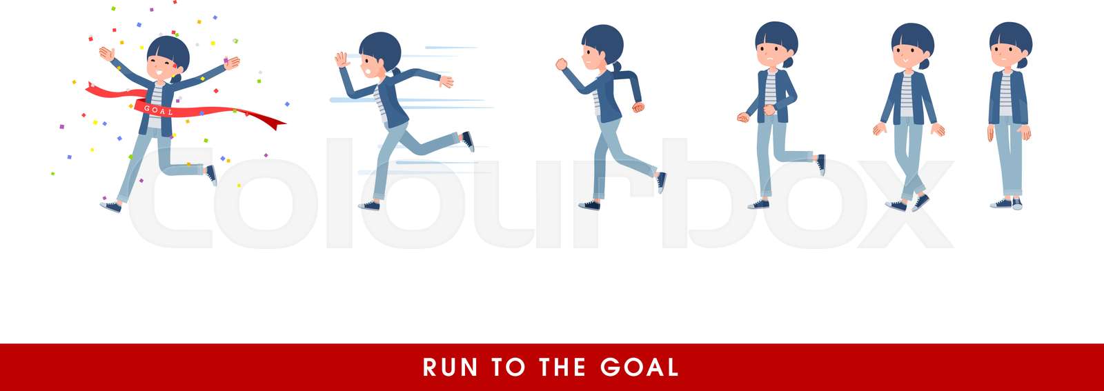 A set of natural style women who start running gradually | Stock vector ...