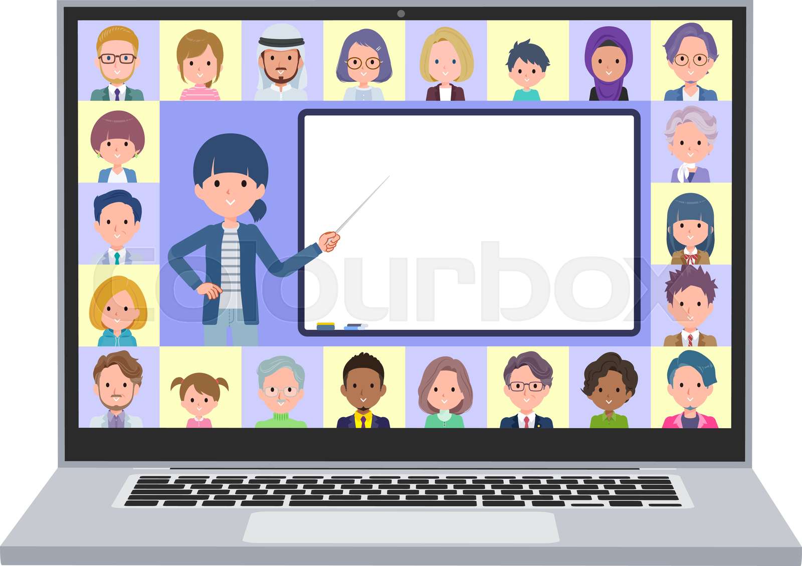 A set of natural style women teaching lessons online | Stock vector ...