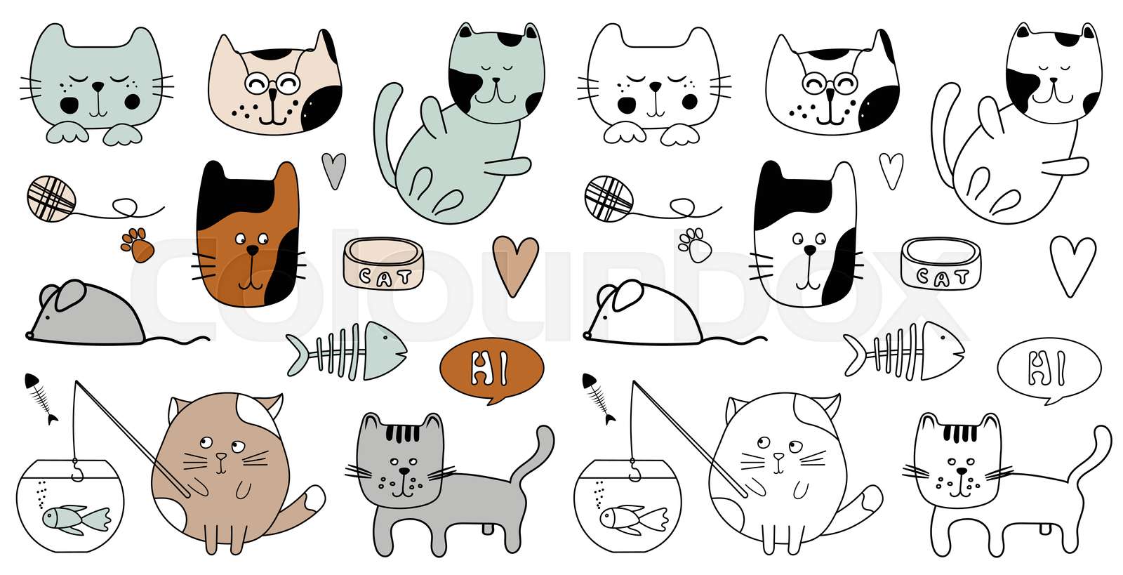 Kitty cats design | Stock vector | Colourbox