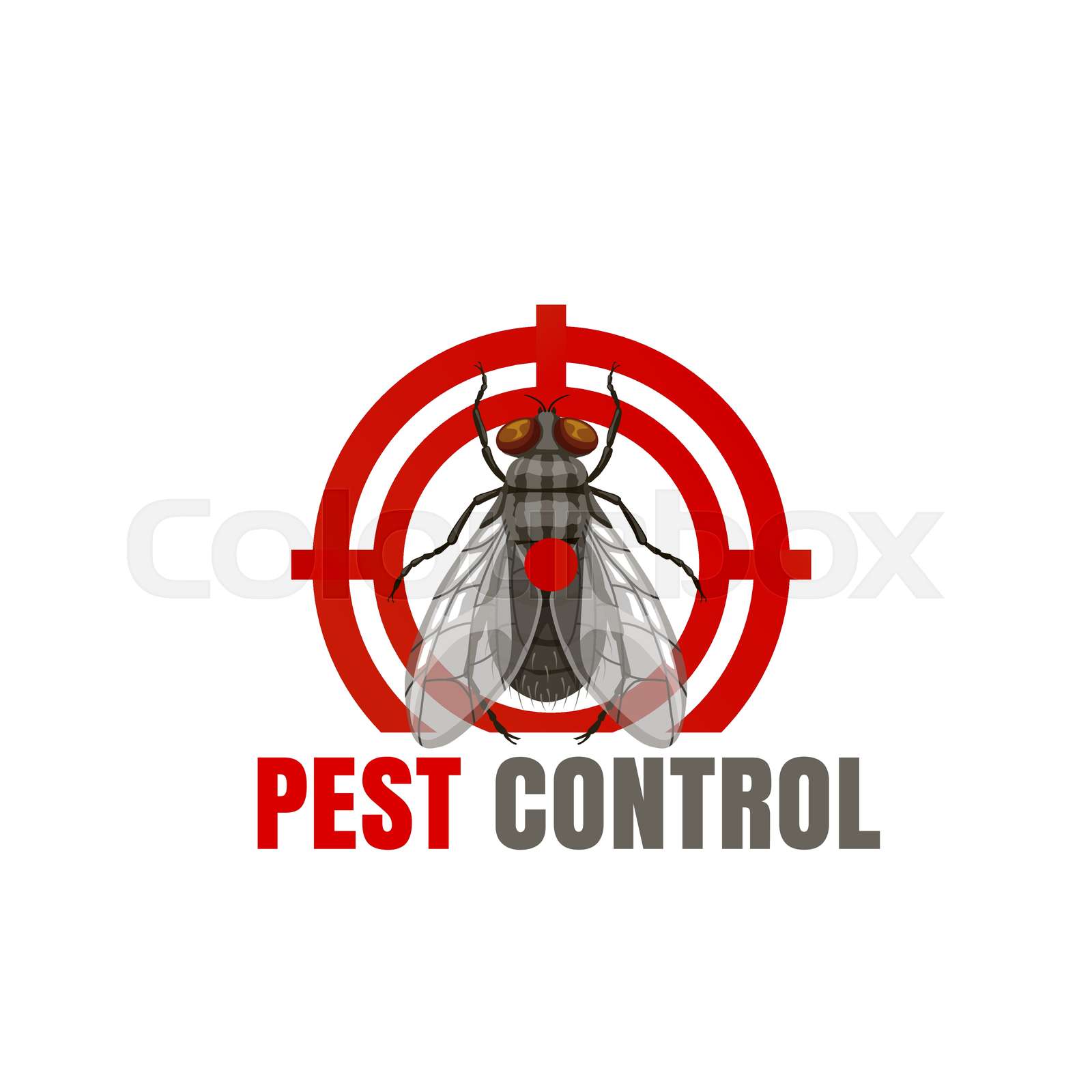 Pest control icon with fly in weapon aim, red dot | Stock vector ...