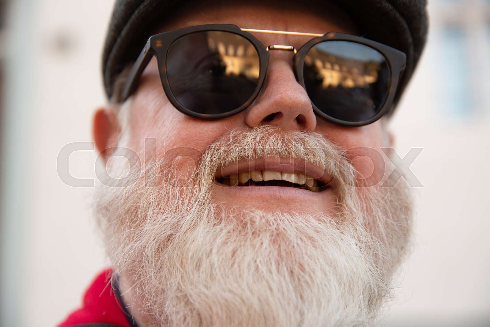 Laughing Man with white beard | Stock image | Colourbox