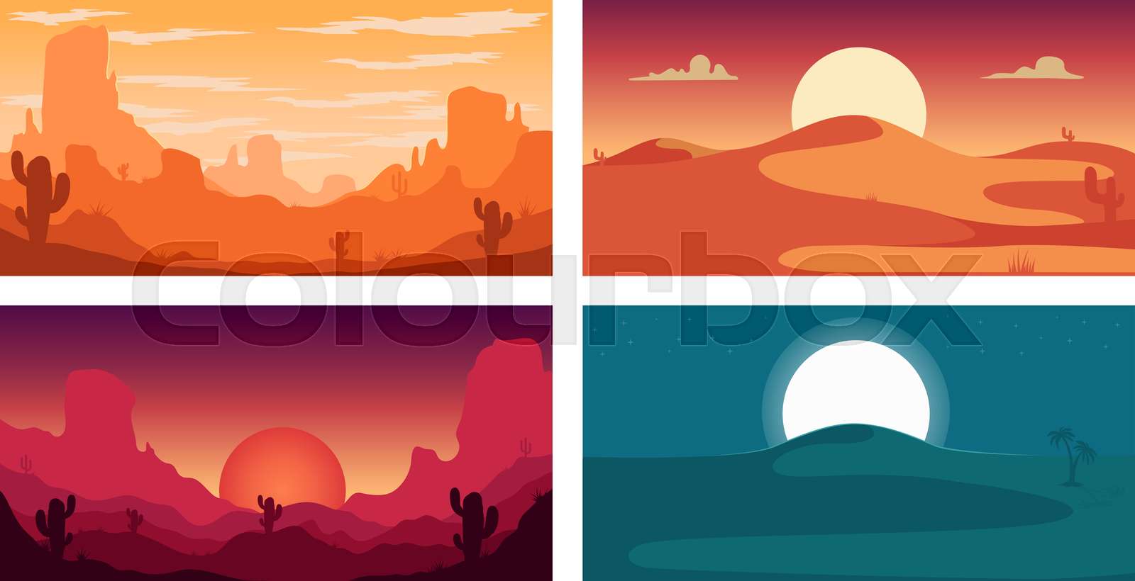 Set of poster template with wild desert landscape. Design element for ...