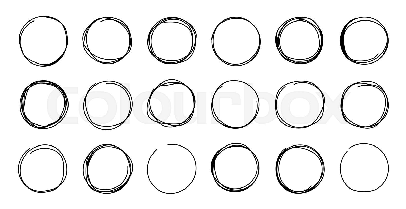Hand drawn circle line sketch set. Hand drawn round frame | Stock ...