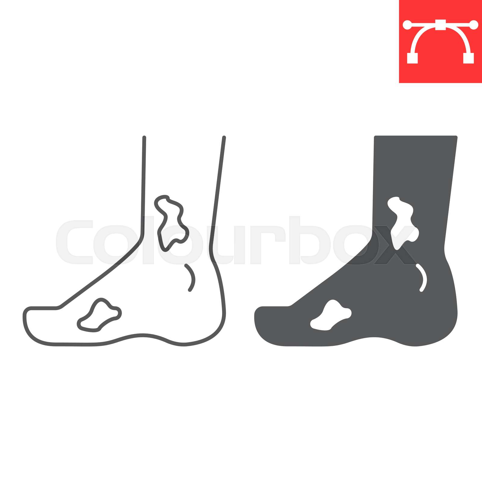 Diabetic foot line and glyph icon | Stock vector | Colourbox