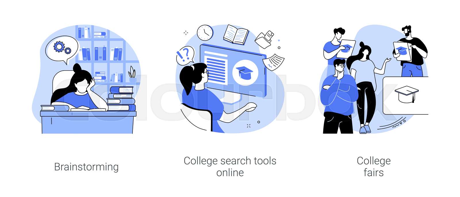 College search isolated cartoon vector illustrations se | Stock vector ...