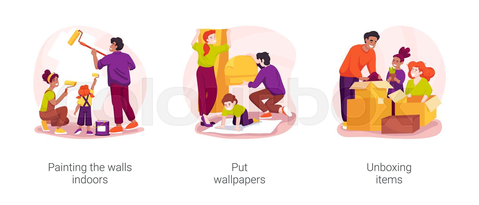 Home renovation isolated cartoon vector illustration set | Stock vector ...