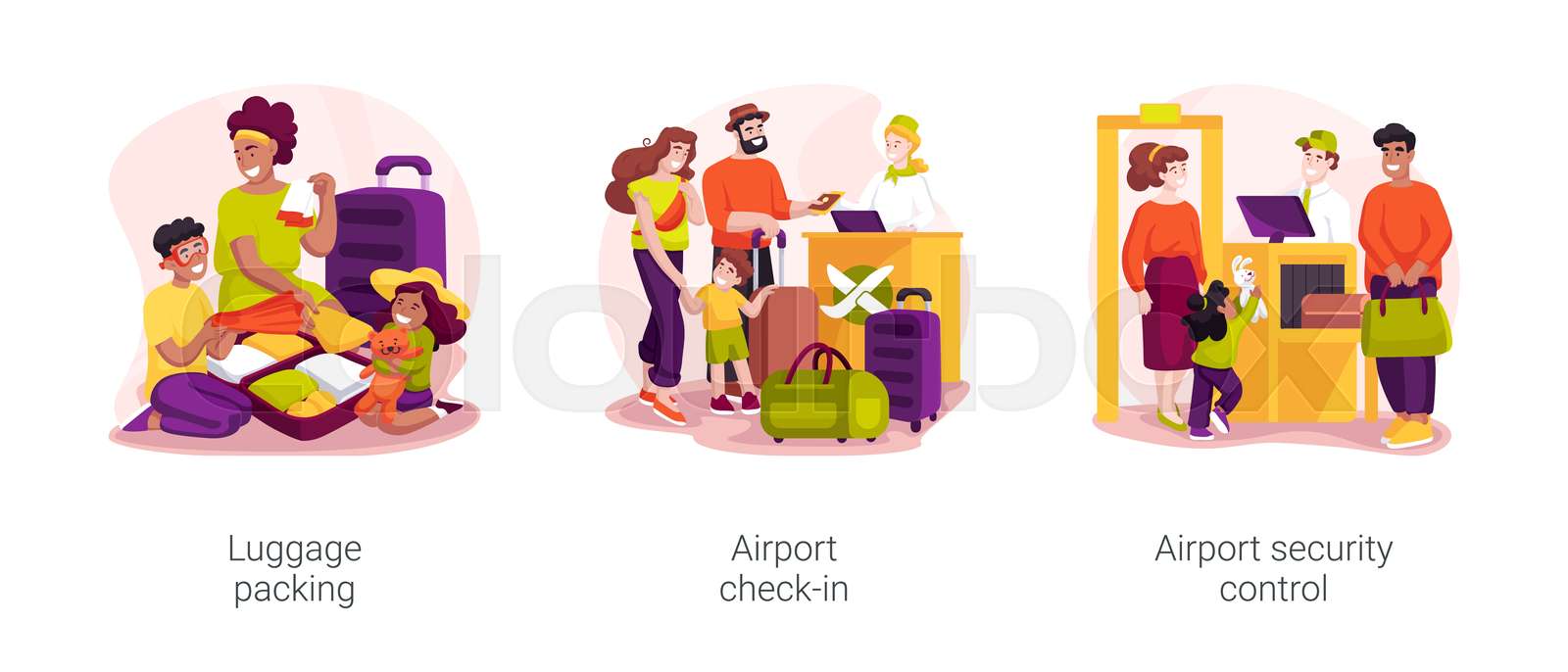 Going on vacation isolated cartoon vector illustration set | Stock ...